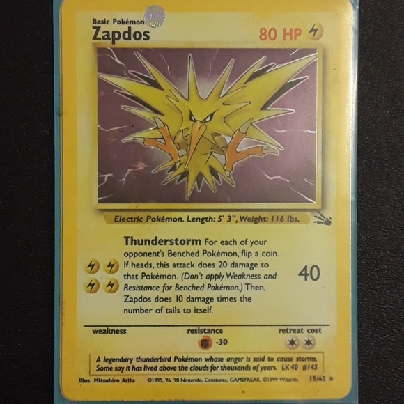 Accessories | Rare Zapdos Holographic Pokemon Trading Card | Poshmark